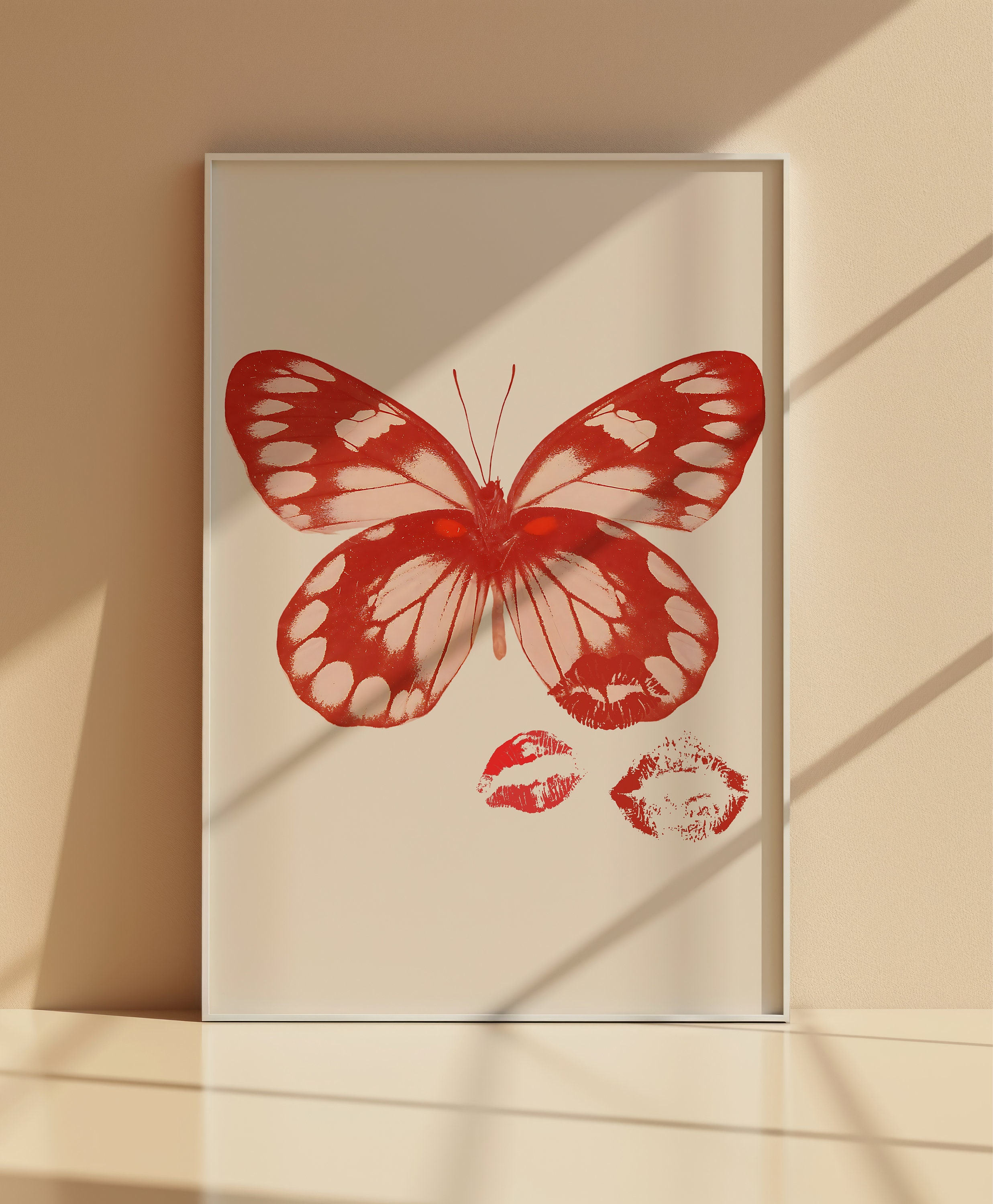 Butterfly & Lips Kisses Retro Print, Girly Digital Print , Trendy Wall ...