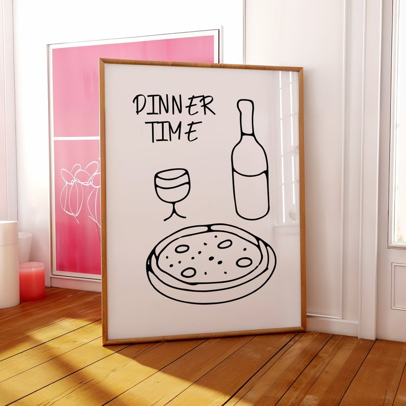 Dinner Time Wall Art for Kitchen and Dining Room - Modern, Fun, and ...