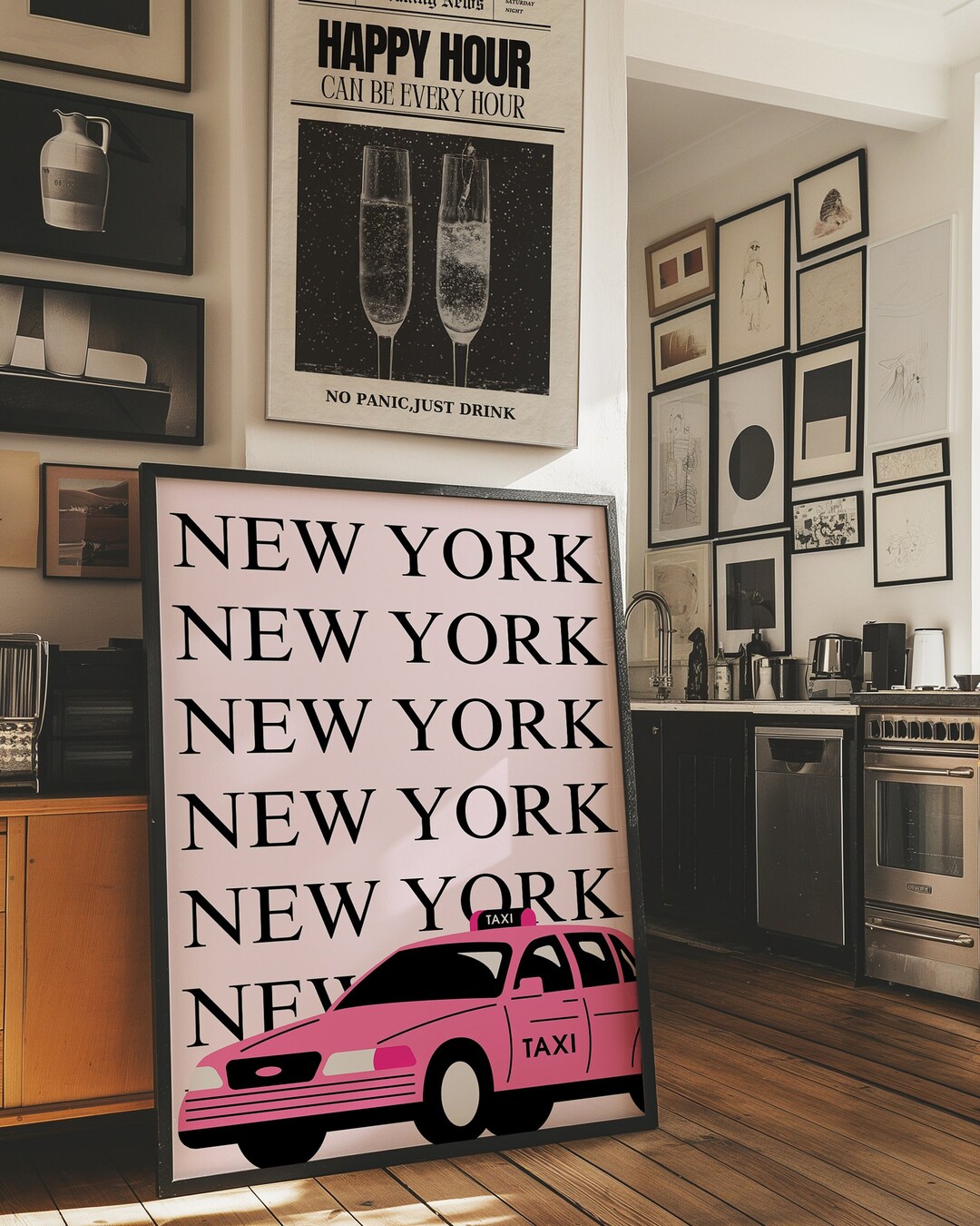 Pink NYC Taxi Print: Modern New York Wall Art (digital Download) - Etsy