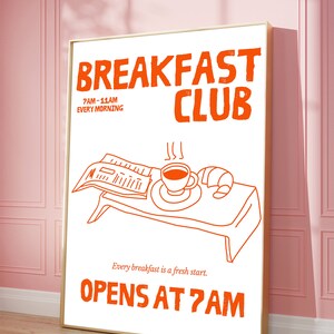 Retro Breakfast Club Print, , Aesthetic Kitchen Decor, Colorfull ...