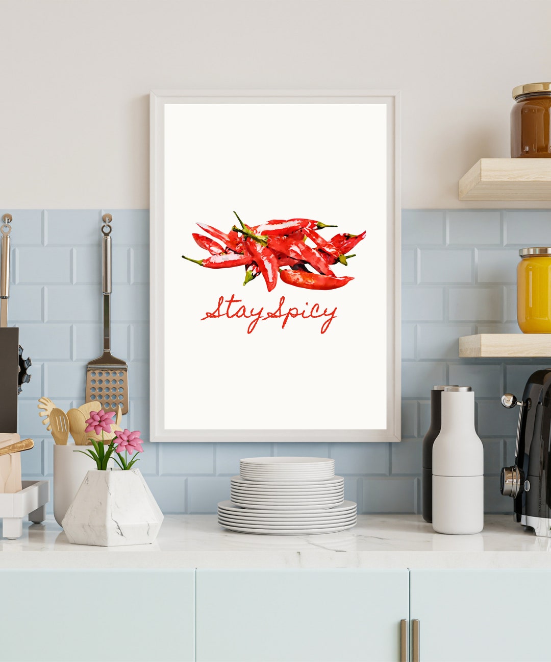 Stay Spicy Print, Red Chilli Pepper Poster, Trendy Wall Art, Trendy ...