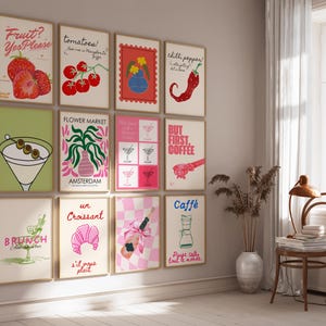 60 MEGA Retro Kitchen Gallery Wall Art Set: Eclectic Food Prints ...