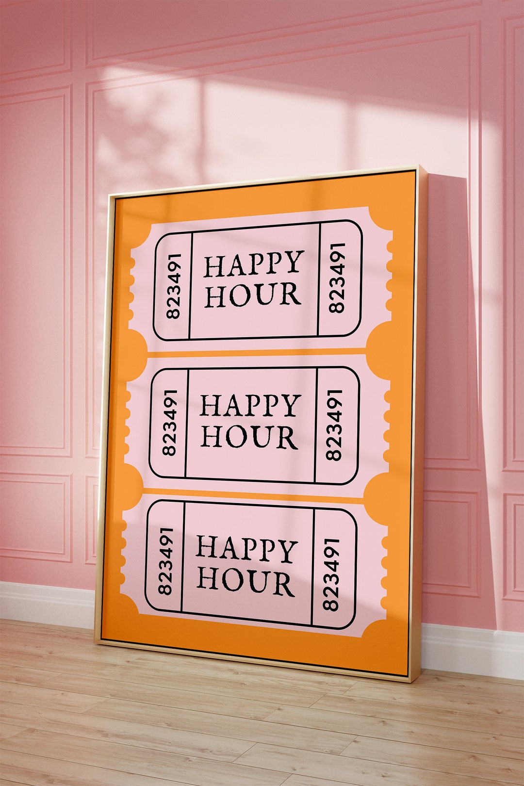 Retro Happy Hour Ticket Wall Art | Trendy Wall Art , Preppy Decor ...