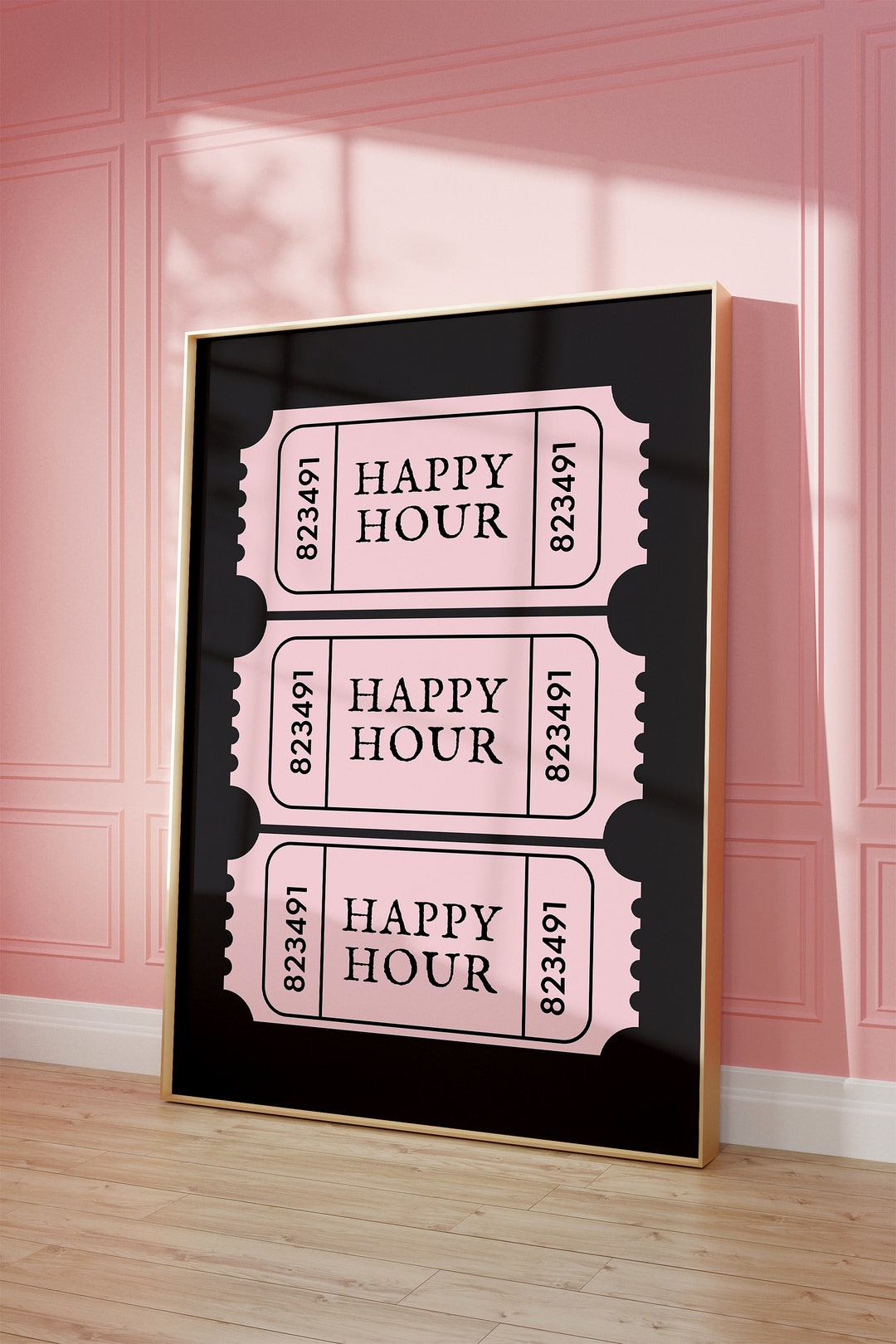 Retro Happy Hour Ticket Wall Art | Trendy Wall Art , Preppy Decor ...