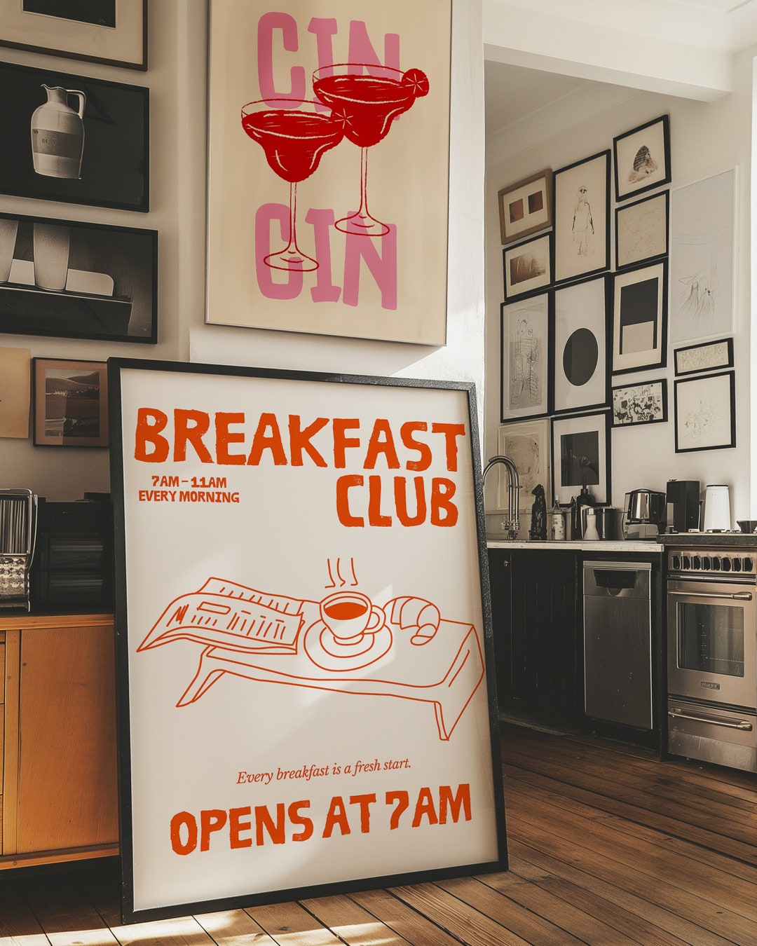 Retro Breakfast Club Print, , Aesthetic Kitchen Decor, Colorfull ...