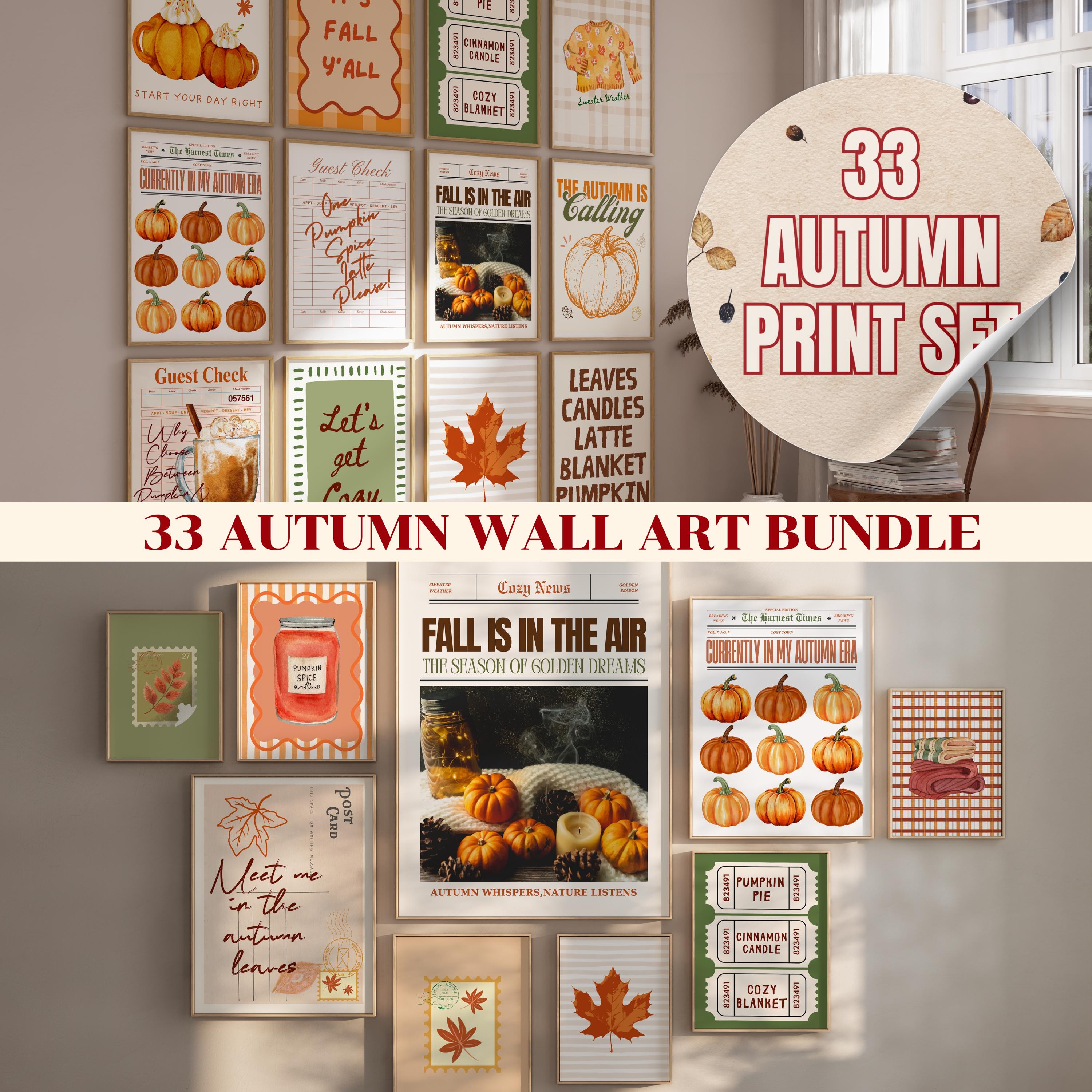 33 Fall Gallery Wall Art Set: 33 Autumn Prints, Cozy Thanksgiving Decor ...
