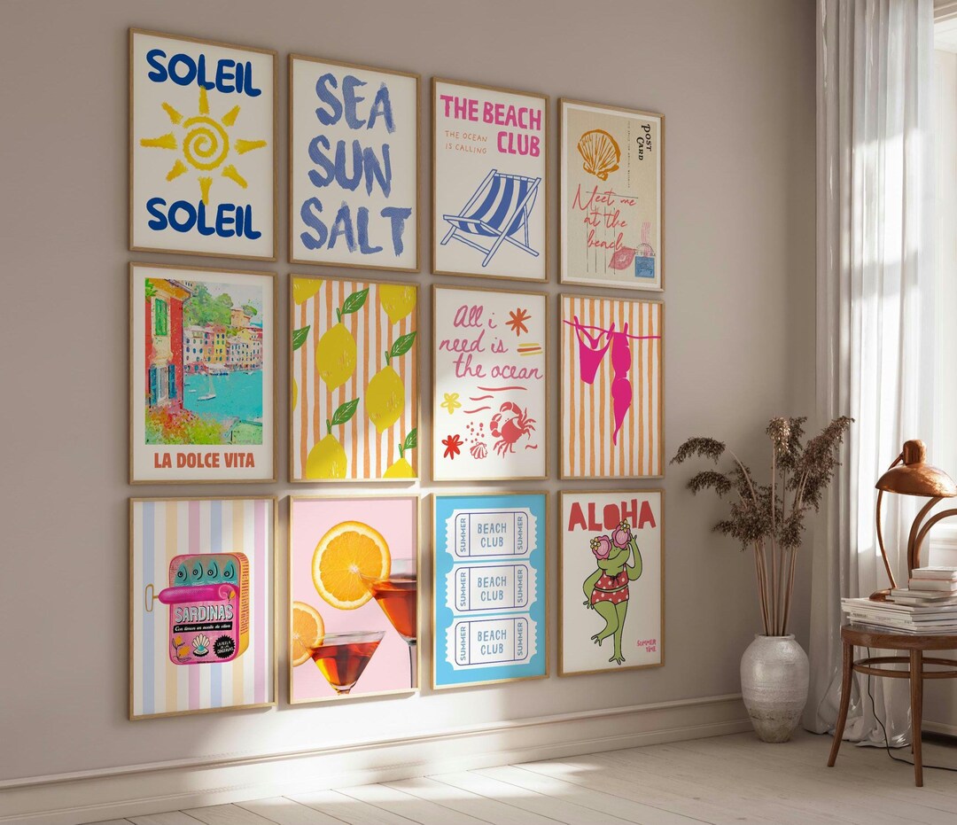 60 Summer Wall Art Mega Bundle, Coastal Gallery Wall Set, Beachy Wall ...