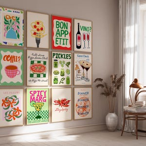 60 MEGA Retro Kitchen Gallery Wall Art Set: Eclectic Food Prints ...