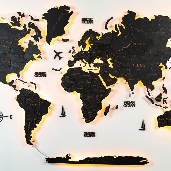 Led World Map - Etsy