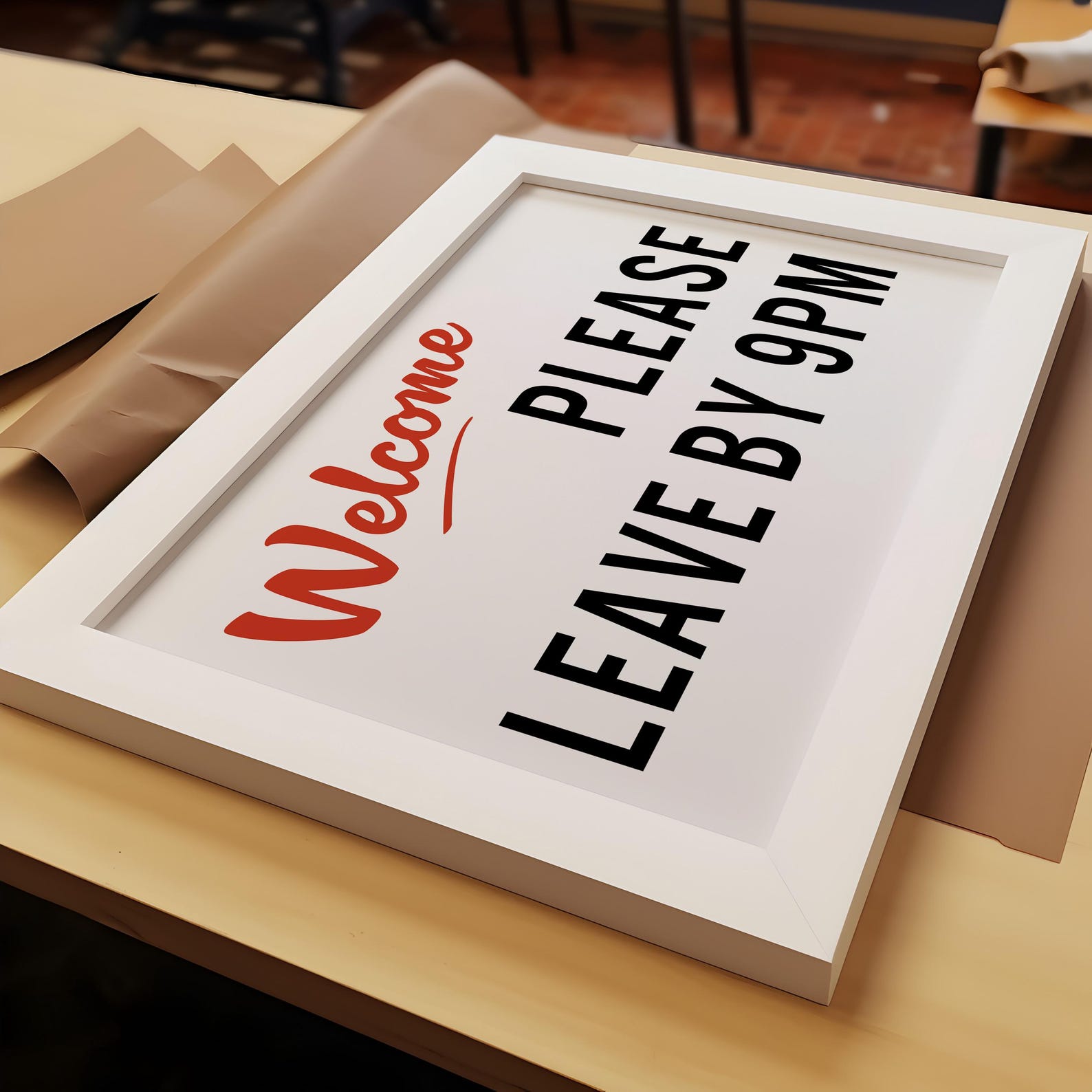 Funny Guest Sign – Welcome Please Leave by 9pm, Retro Wall Art (digital ...