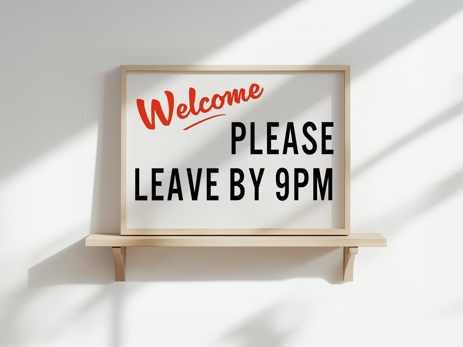 Funny Guest Sign – Welcome Please Leave by 9pm, Retro Wall Art (digital ...