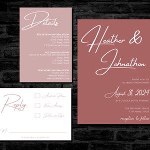 Modern Wedding Invitation Template Suite Instant Digital Download - Etsy