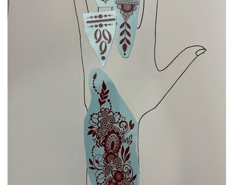 Instant Henna Tattoo Sticker Waterproof Red Fake Mehendi Sticker ...