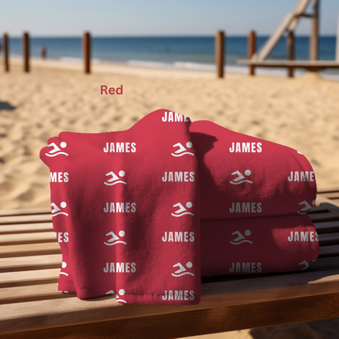 Personalized Monogram Swim Team Beach Towel - Custom Swim Athlete and ...