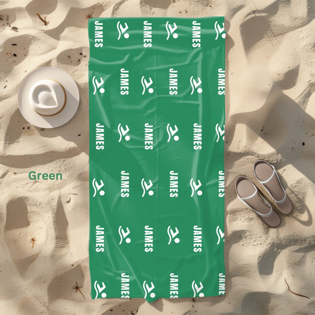 Personalized Monogram Swim Team Beach Towel - Custom Swim Athlete and ...