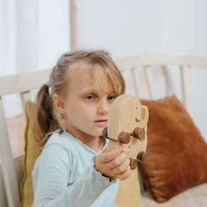 Handmade Wooden Whale Push Toy – Natural Beechwood & Walnut, Montessori ...
