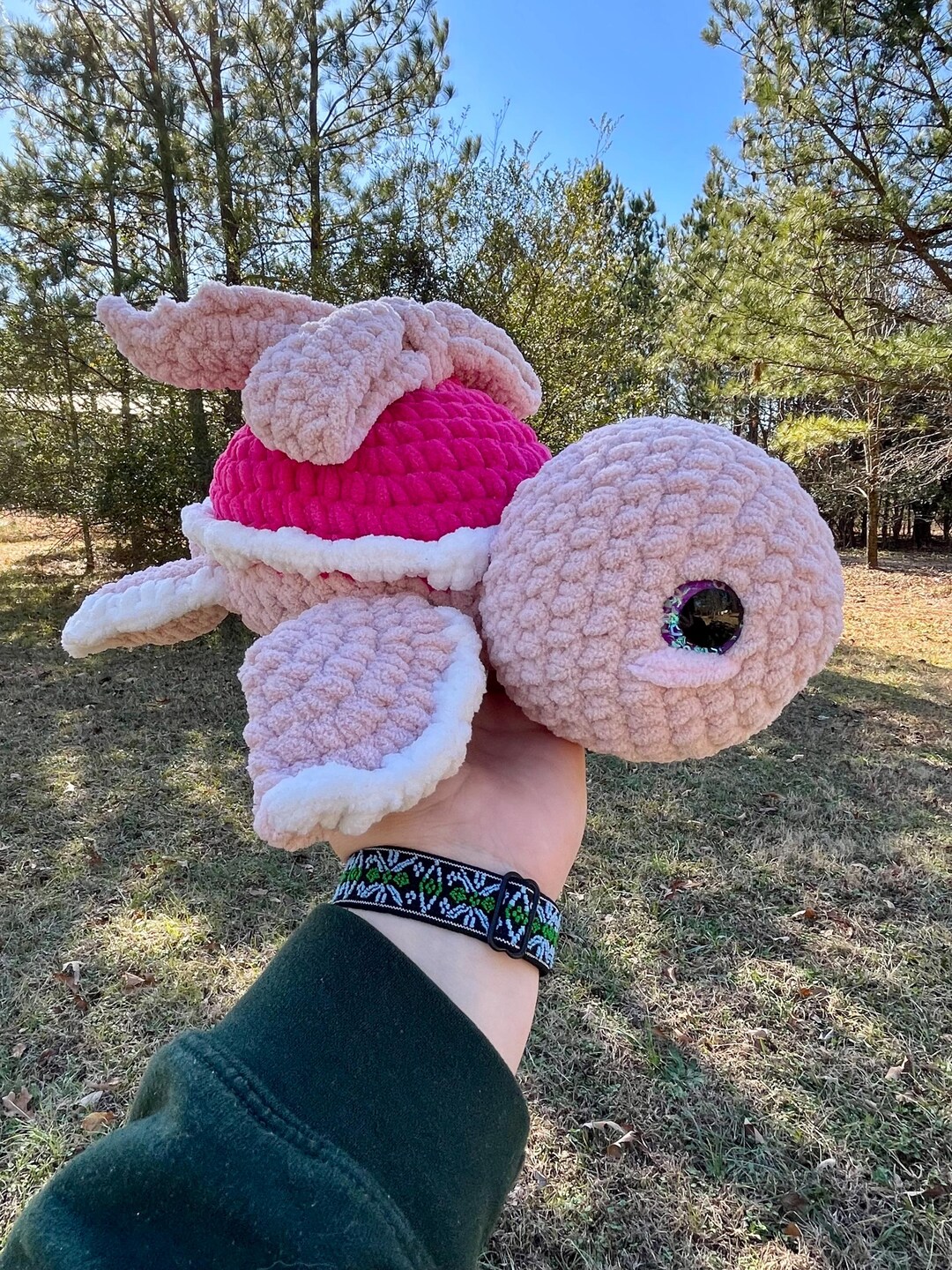 Pink Coquette Crochet Turtle Plushie - Etsy