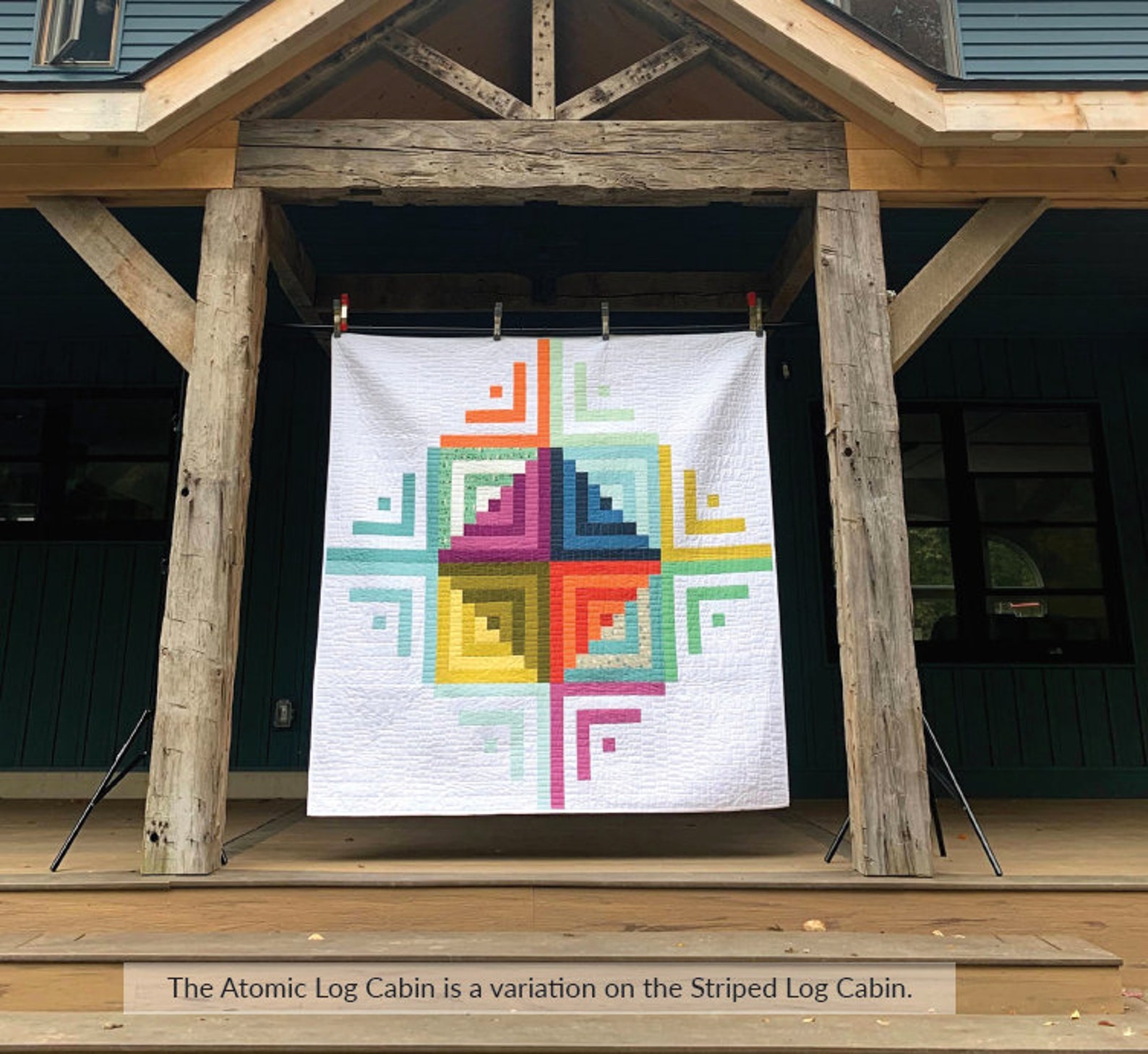 Modern Log Cabins PDF Pattern. Modern Quilt Pattern. Colorful Quilt ...