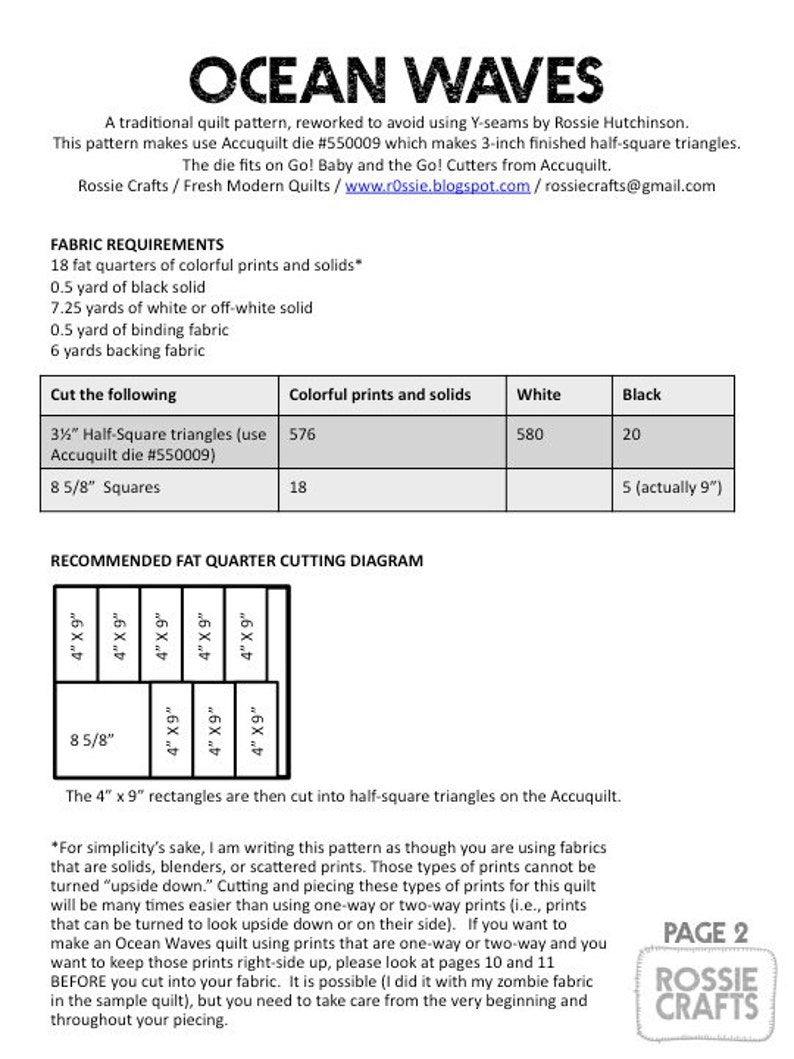 Ocean Waves PDF Quilt Pattern. Modern Quilt PDF. Accuquilt - Etsy