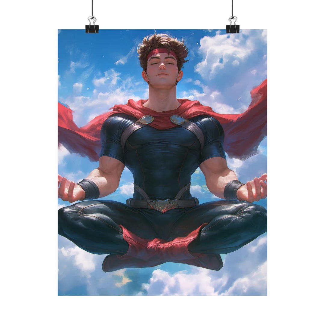 Wiccan Meditating Marvel Character Anime Painting Style, Matte Vertical ...
