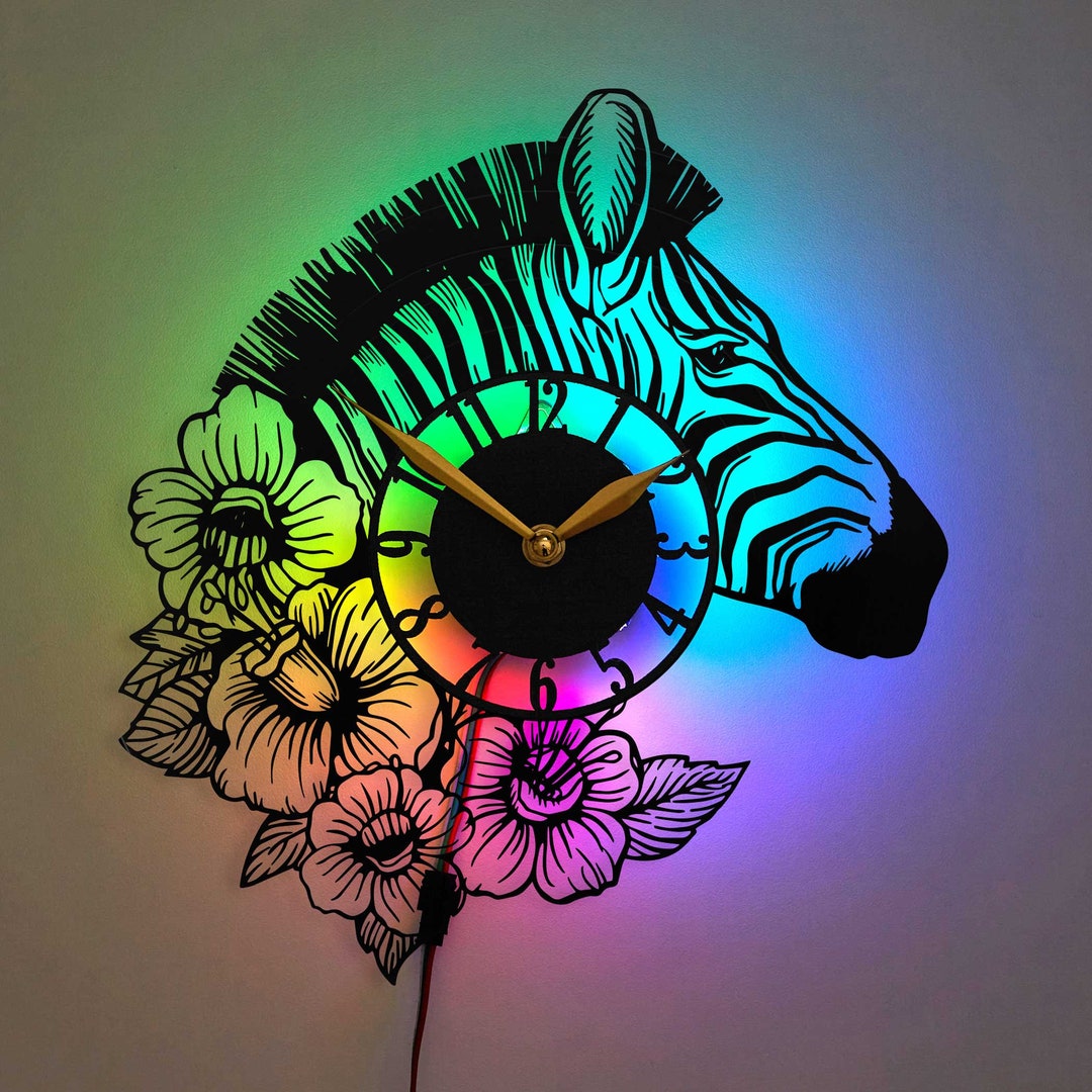 Zebra Clock, Zebra Decor, Zebra Silhouette Clock, Animal Lover Gift ...