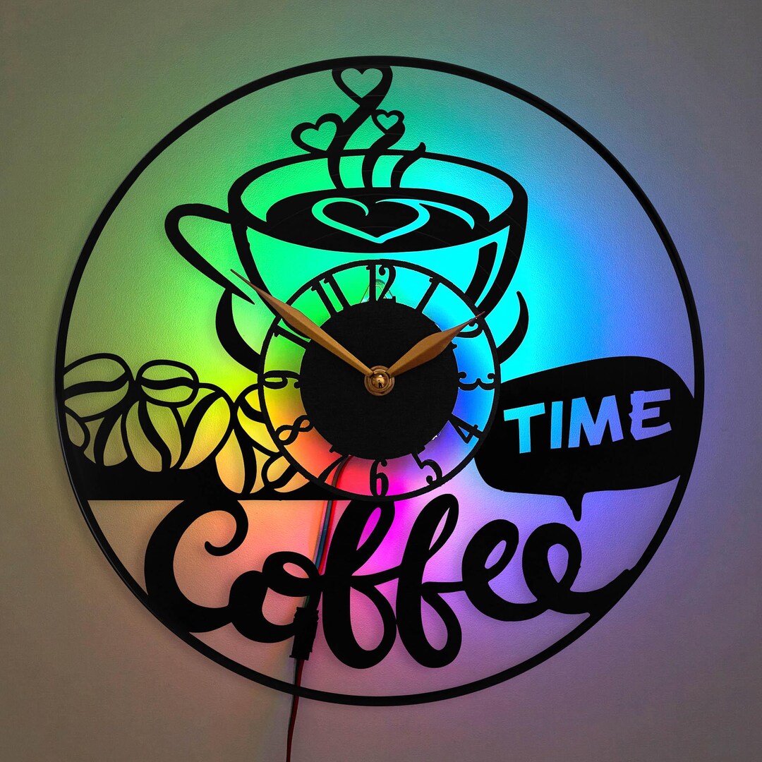 Coffee Clock, Coffee Decor, Coffee Gift, Coffee Time Clock, Coffee ...