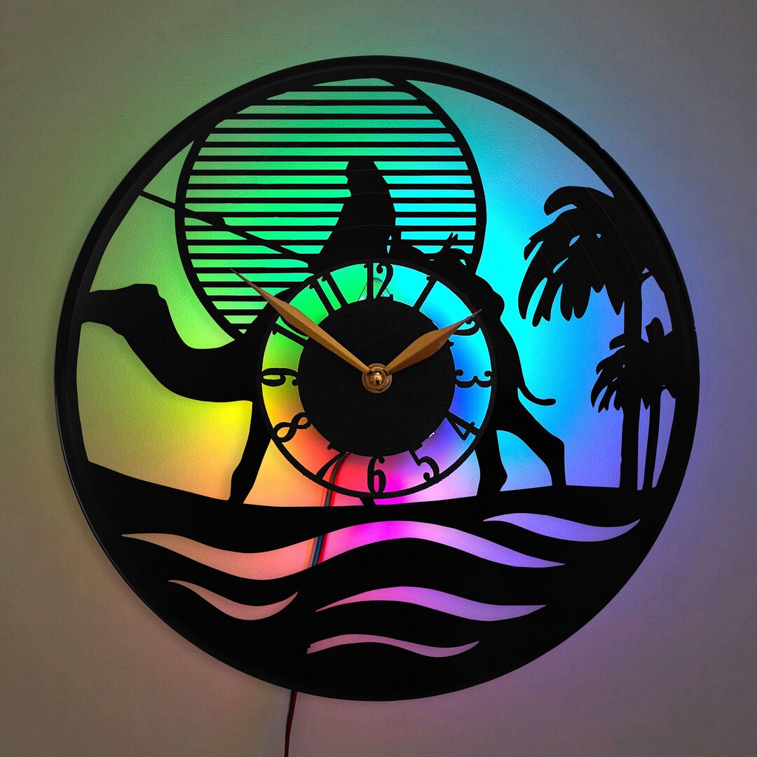 Camel Wall Clock, Desert Wall Clock, Palm Trees Clock, Sunset Clock ...