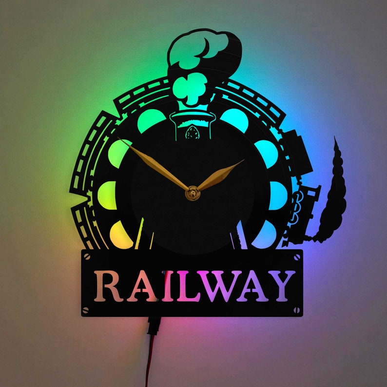 Railway Clock With Led Lights, Train Clock, Gift for Adults and Kids ...