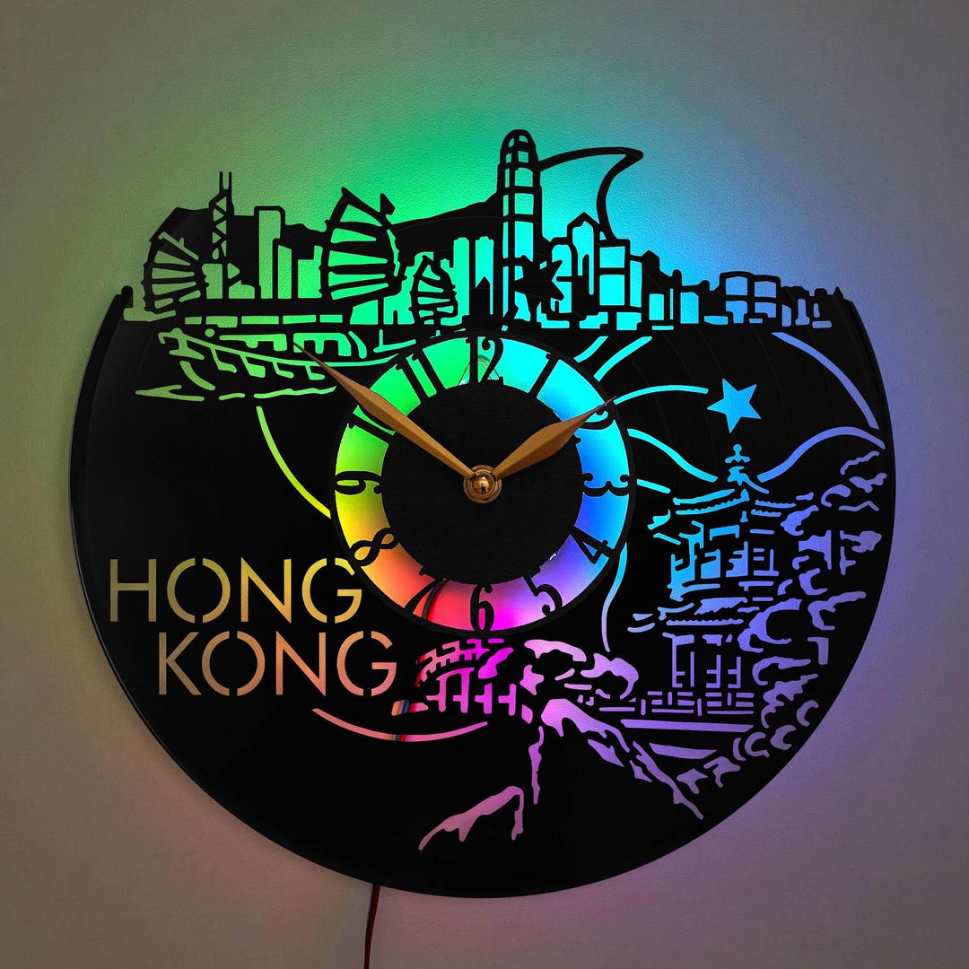 Hong Kong Clock, Hong Kong Decor, Hong Kong Gift, City Skyline ...
