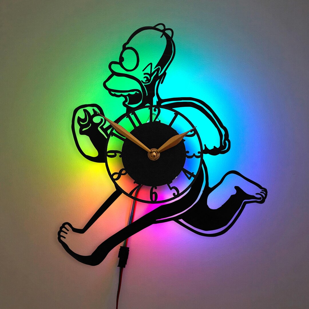 American Animated Film Clock, Homer Gifts, Running Figure Clock - Etsy