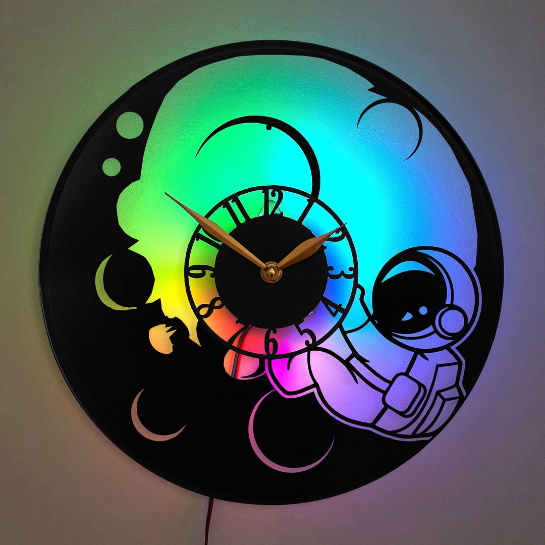 Astronaut Clock, Space Clock, Moon Clock, Galactic Wall Clock - Etsy