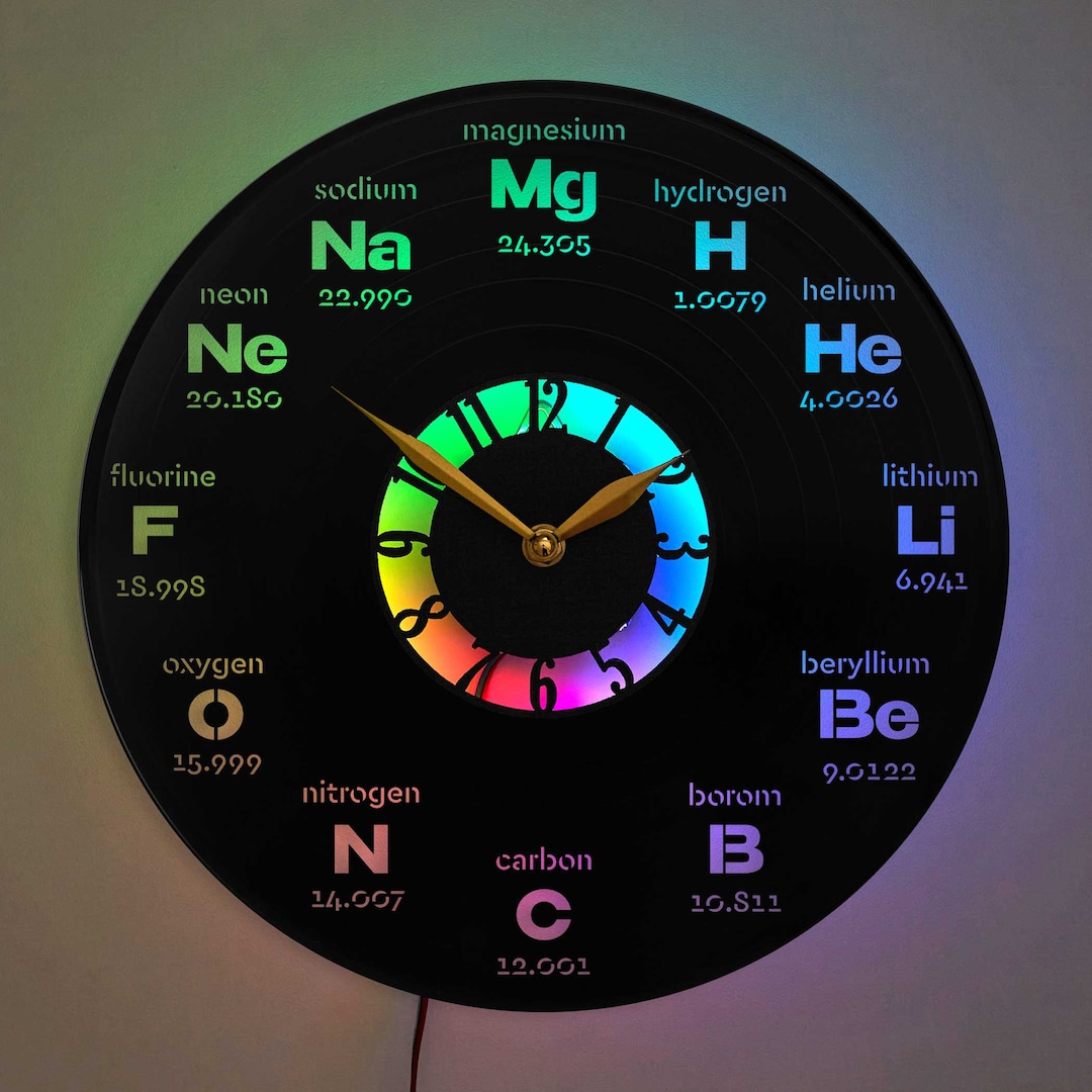 Сhemistry Сlock With Led Light, Periodic Table Gifts for Chemists ...