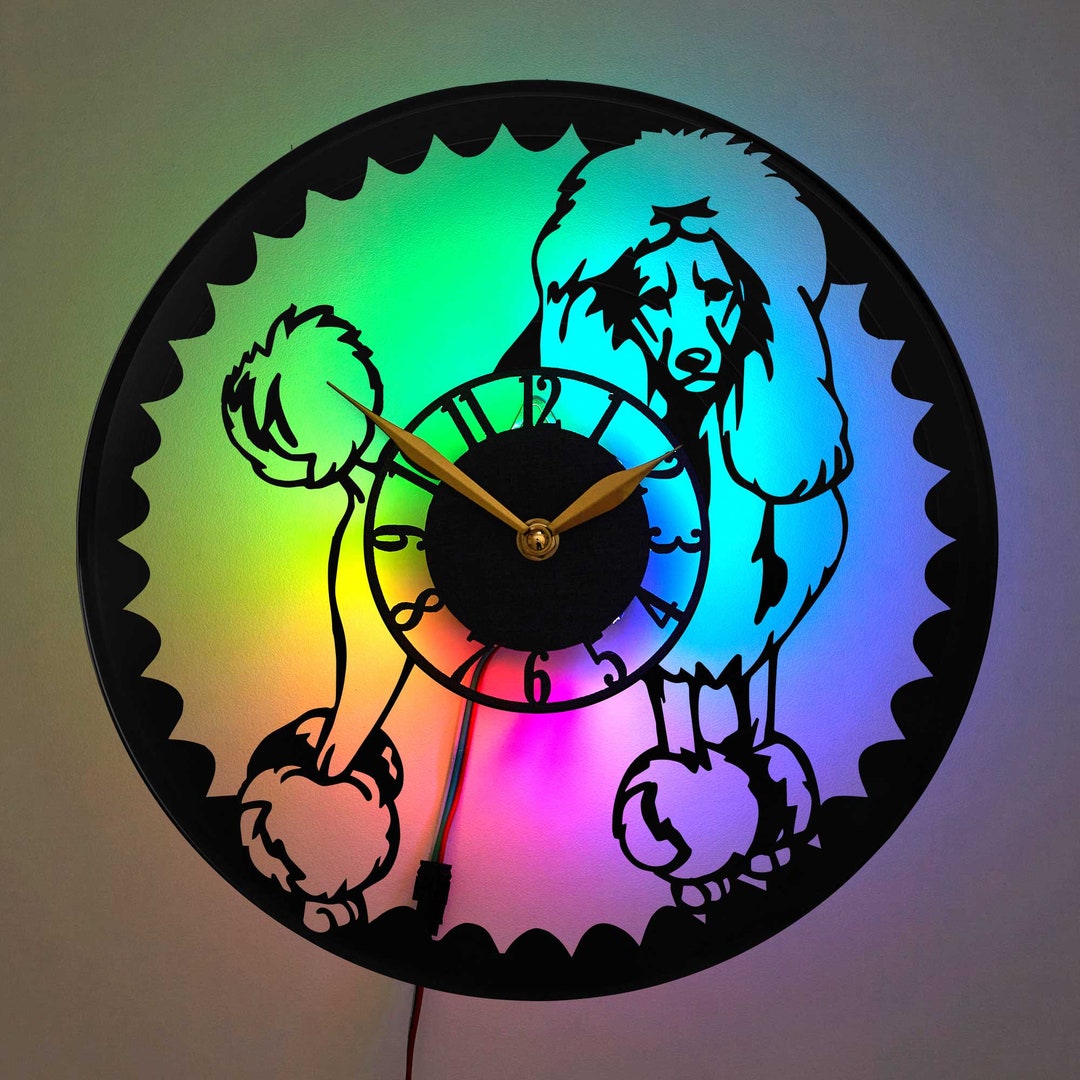 Poodle Clock, Poodle Wall Decor, Poodle Silhouette Design, Dog Themed ...
