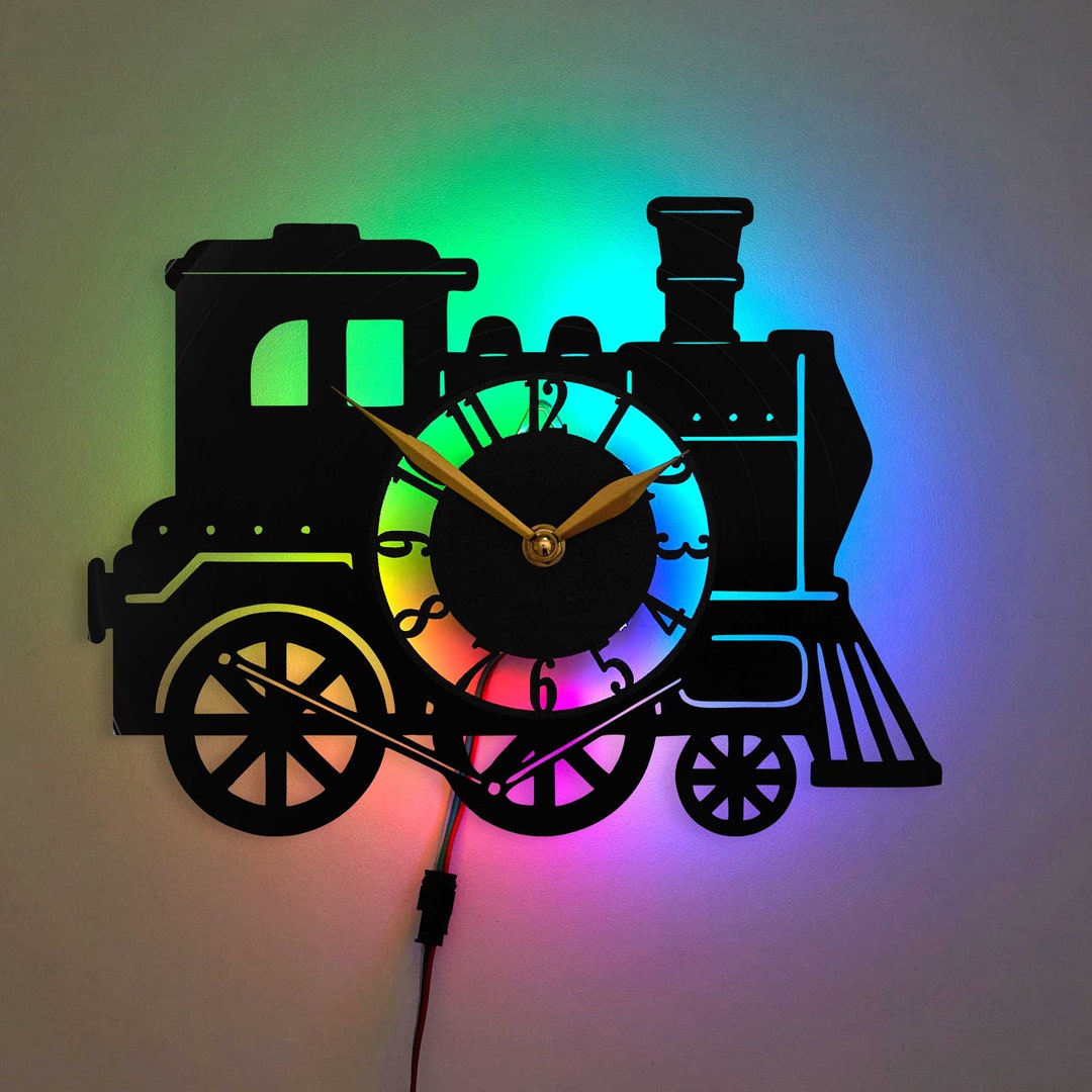 Train Wall Clock, Railroad Clock, Gift for Adults and Kids, Railroad ...
