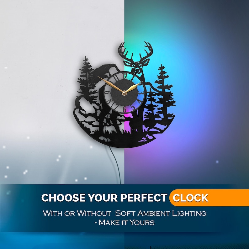 Hunting Clock, Deer Clock for Walls With Led Light, Room Decor for Log ...