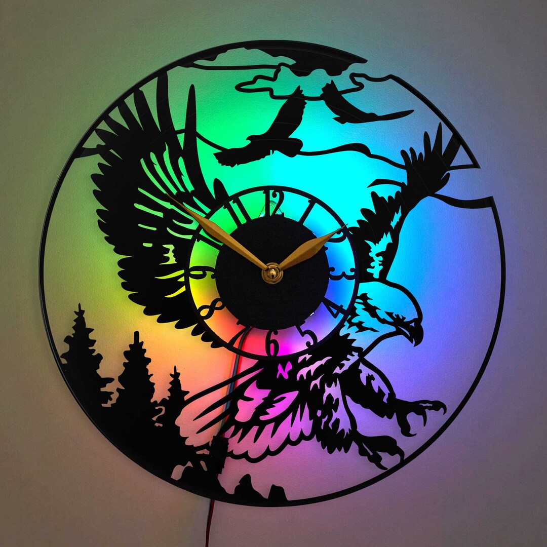 Eagle Clock With Led Lights, Eagle Wall Decor, Eagle Gift Idea - Etsy