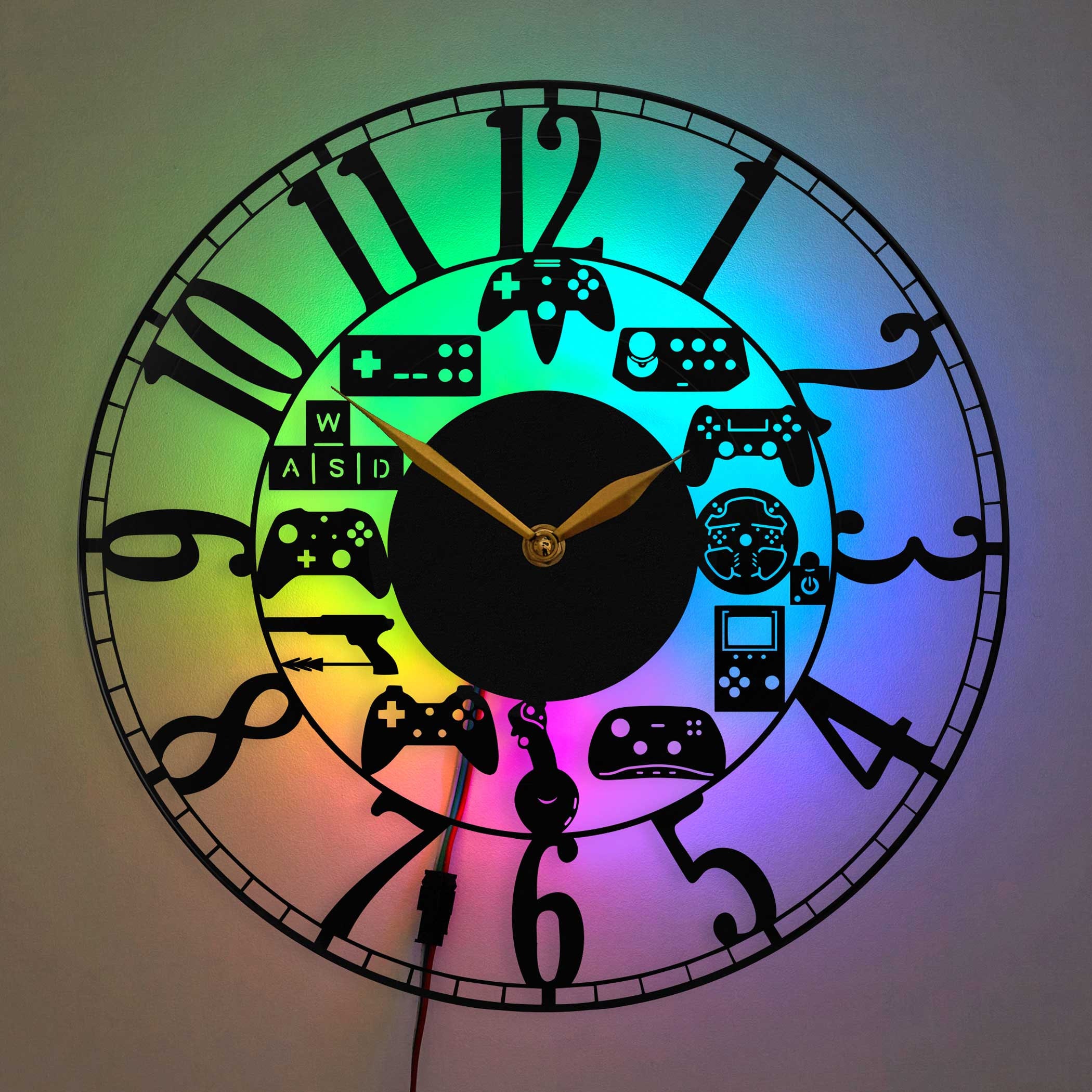 Gamer Clock With Led Light, Game Room Wall Decor for Boys Bedroom ...