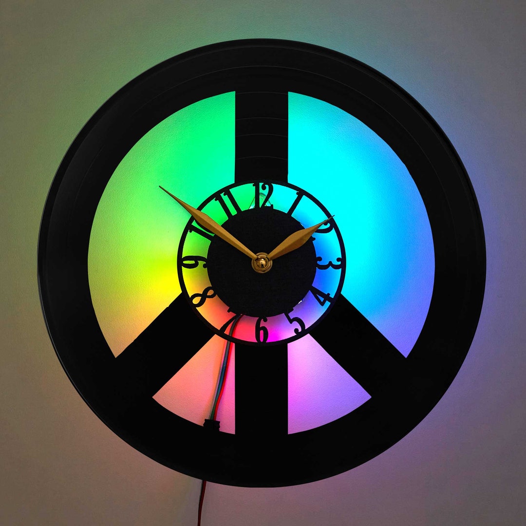 Peace Sign Clock, Peace Symbol Clock, Hippie Style Clock - Etsy