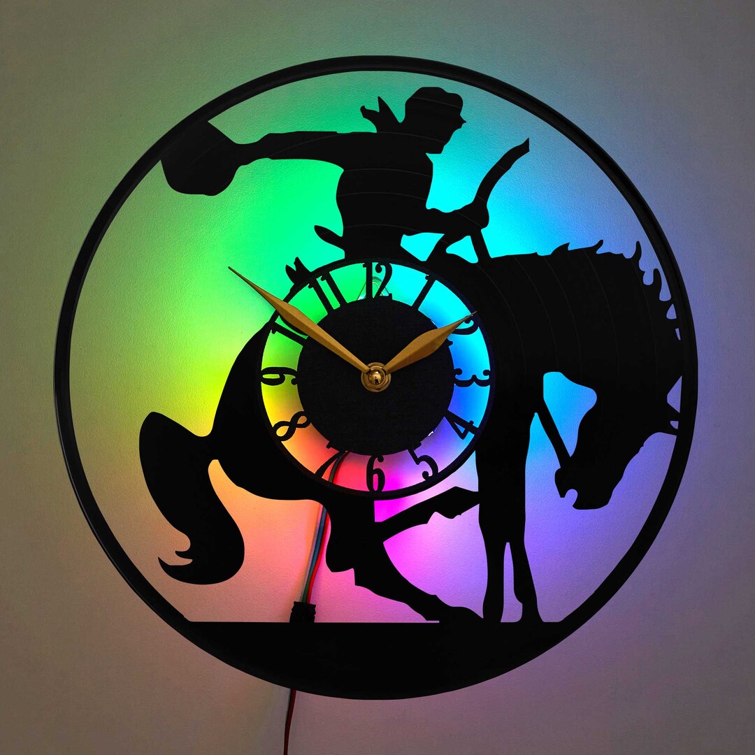 Cowboy Clock, Texas Clock, Texas Decor, Cowboy Silhouette Clock, Rodeo ...