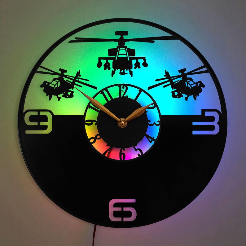 Aviation Clock, Aviation Decor, Helicopter Clock - Etsy