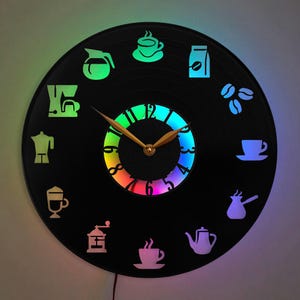 Coffee Wall Clock, Cafe Wall Art Clock, Barista Decor, Kitchen Clock ...