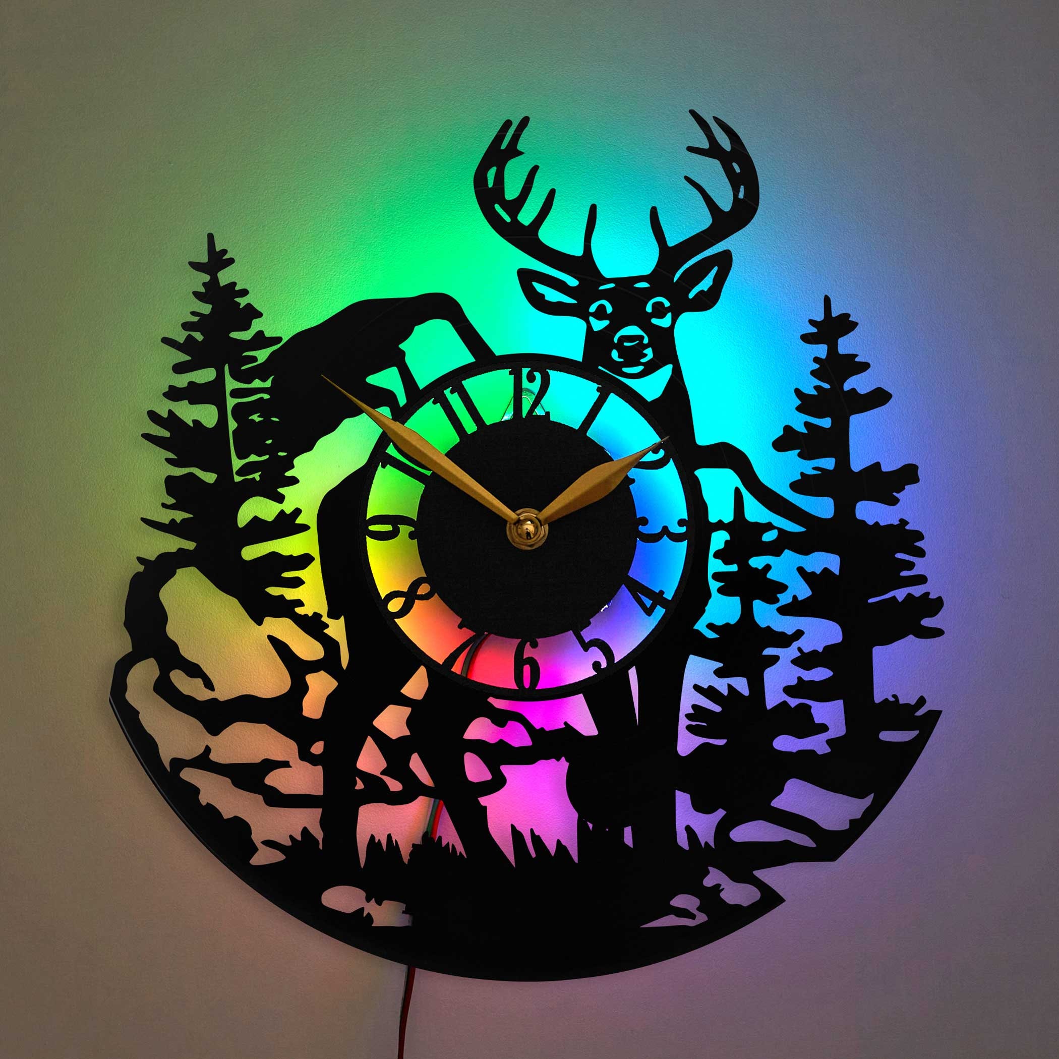 Deer Clock for Walls With Led Light, Room Decor for Log Cabin ...