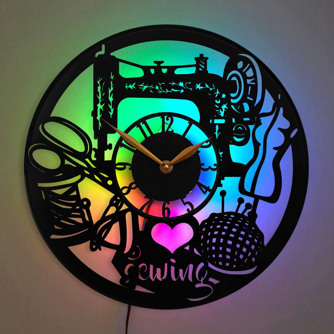 Sewing Clock, Sewing Machine Clock, Sewing Decor, Crafting Decor ...