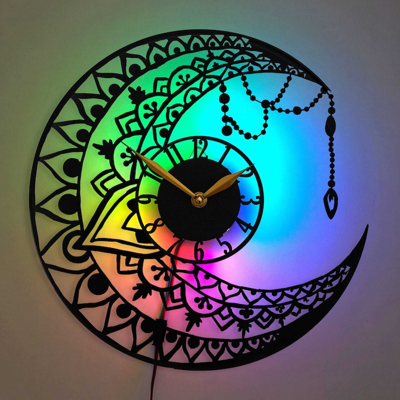 Moon Clock With Led - Etsy
