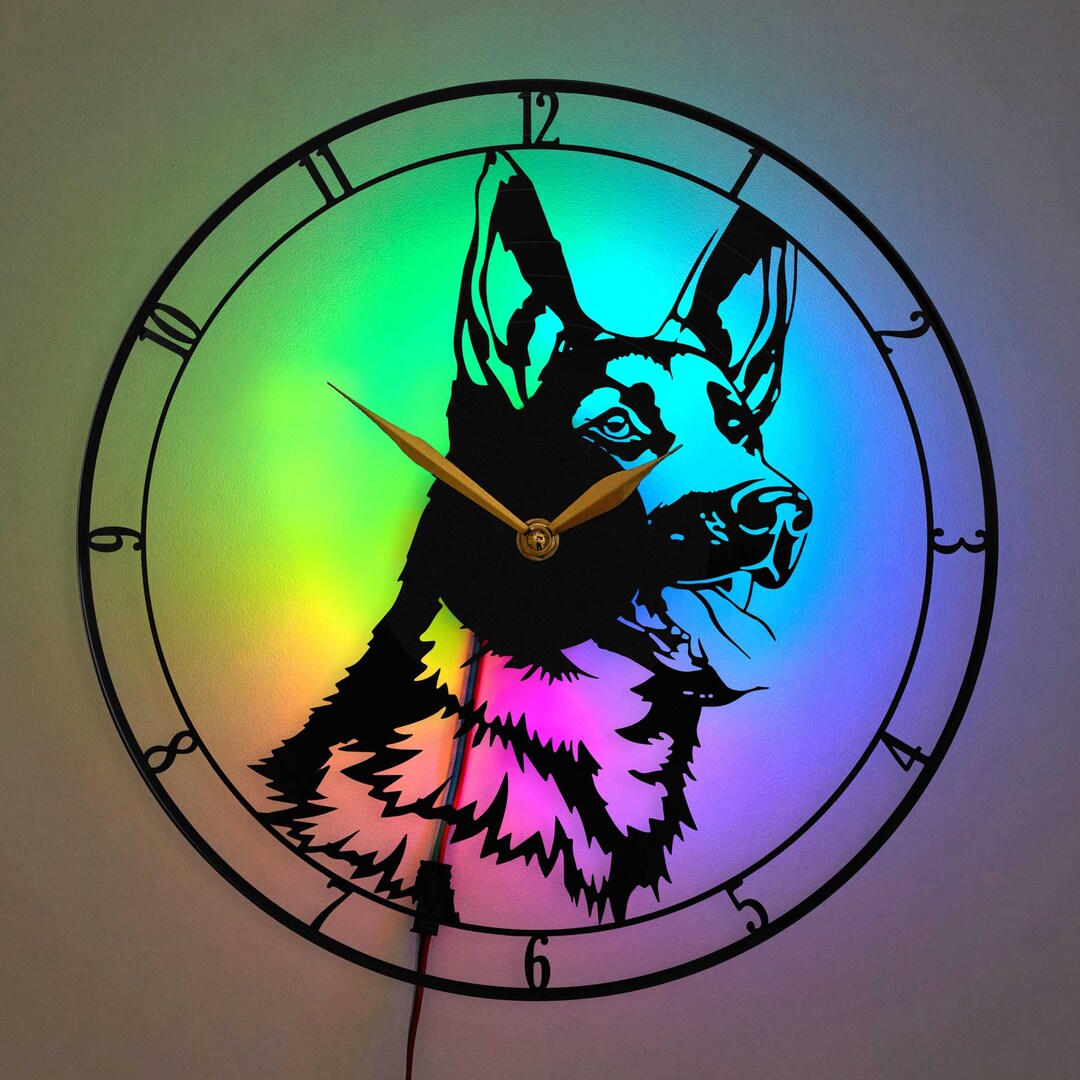 German Shepherd Clock, German Shepherd Gift, Dog Themed Design, Pet ...