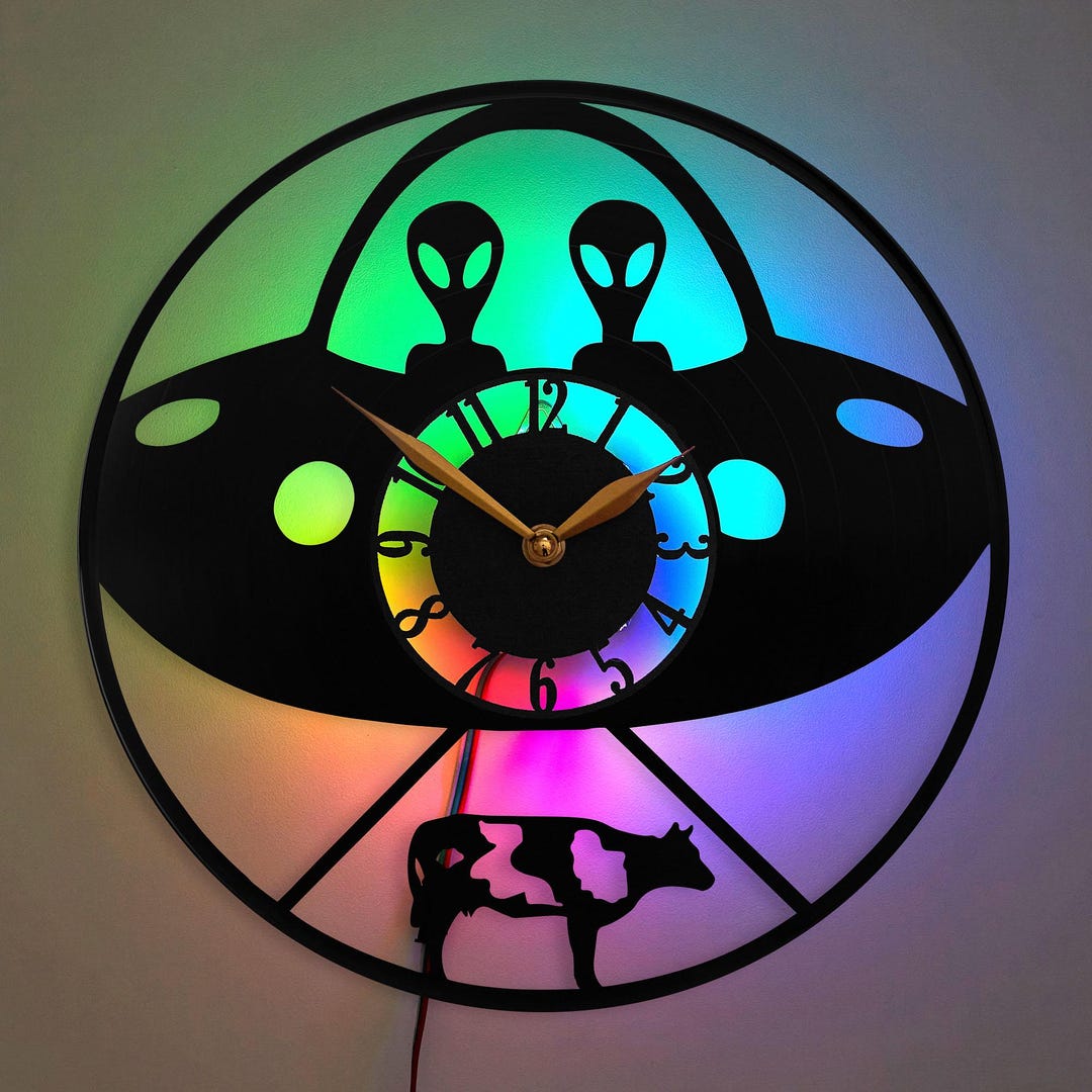 Space Theme Clock, Alien Clock, Spaceship Wall Art Clock, Paranormal ...