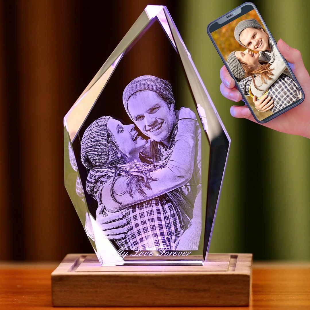 Custom Photo 3D Laser Crystal | Etched Photo in A Iceberg Crystal ...