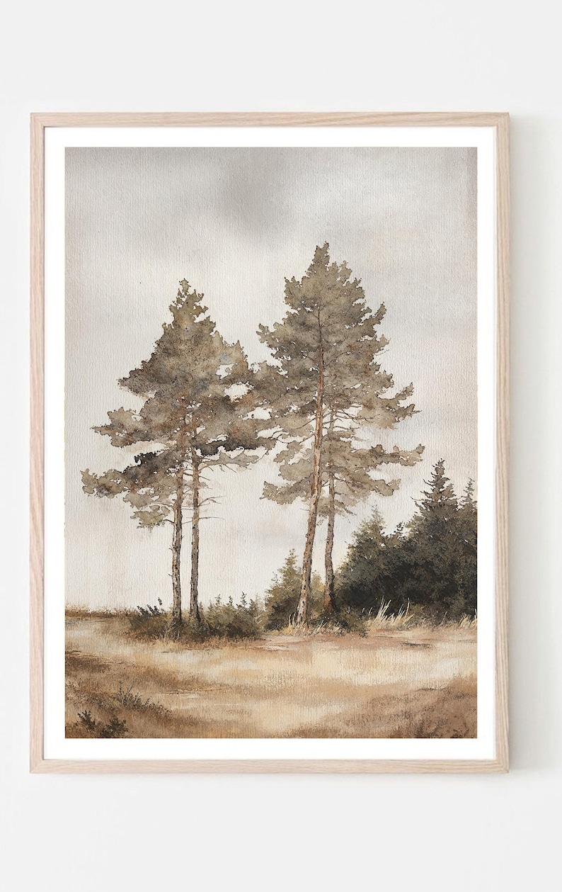 Printable, Trees, Illustration, Vintage Art, Rustic, Wall Art Print ...