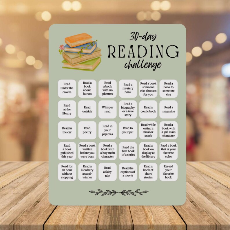 Printable 30-day Reading Challenge Tracker | Digital Download | Fun ...