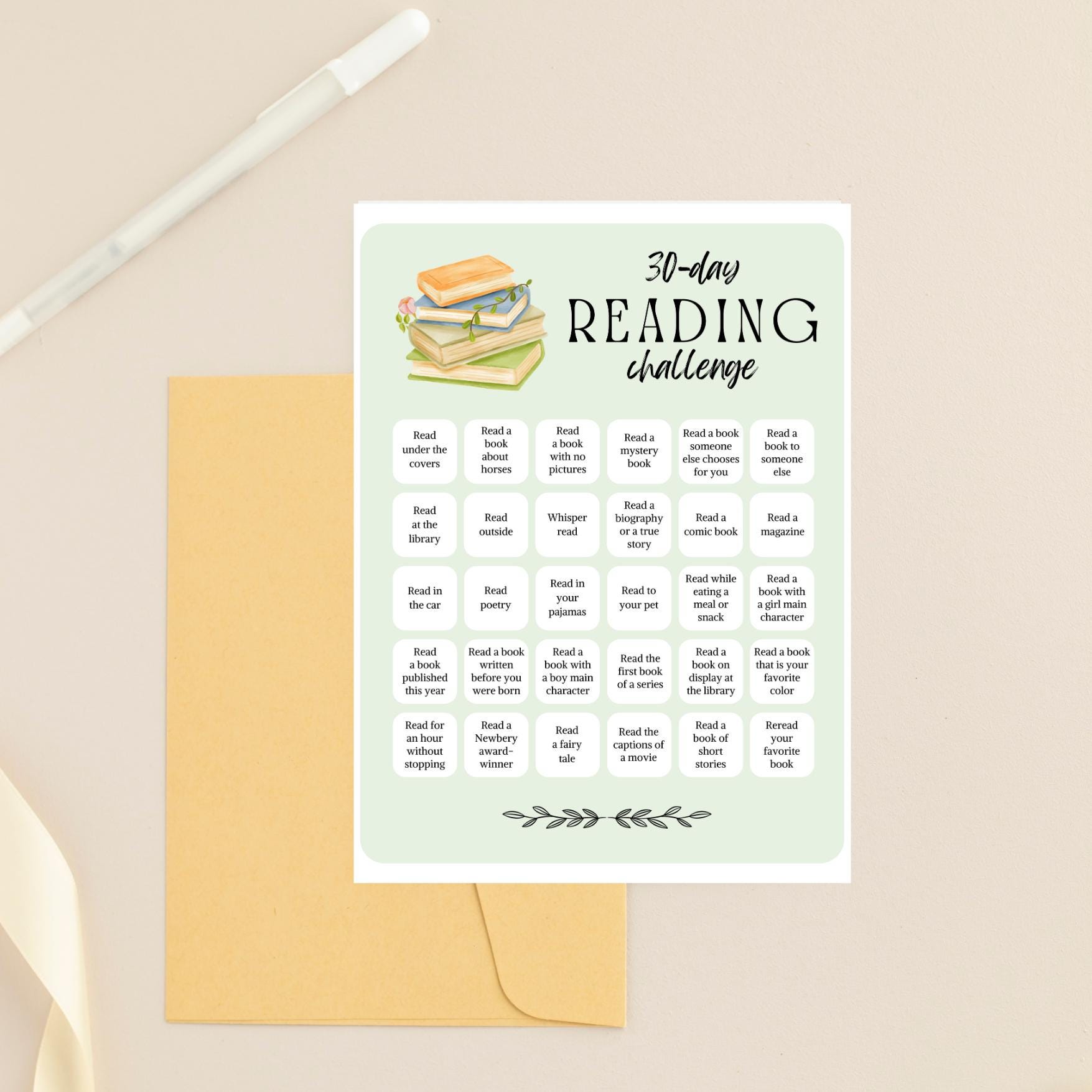 Printable 30-day Reading Challenge Tracker | Digital Download | Fun ...